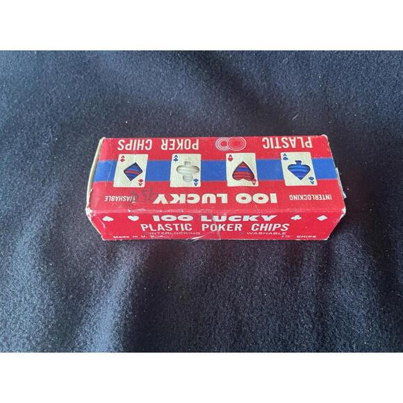 Other | Vintage 10 Lucky Plastic Poker Chips Box | Poshmark